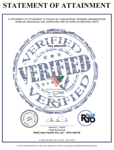 verified - PADI RTO | Registered Training Organisation #6729